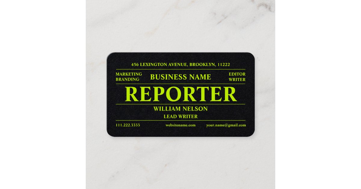 Reporter Journalist Business Card | Zazzle