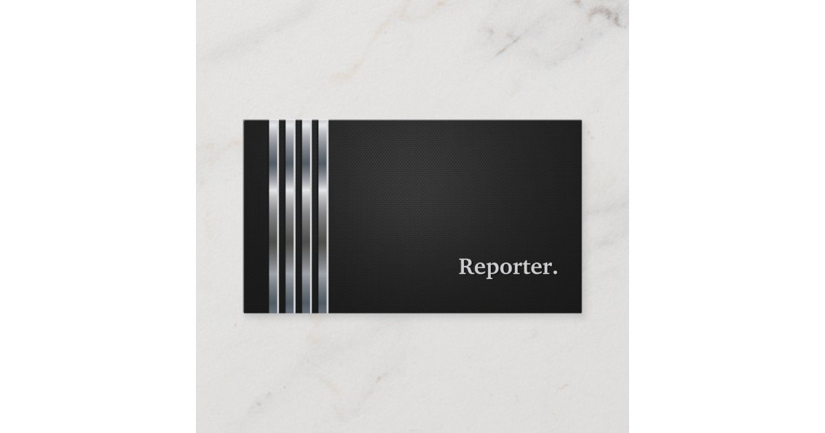 Reporter Professional Black Silver Business Card | Zazzle