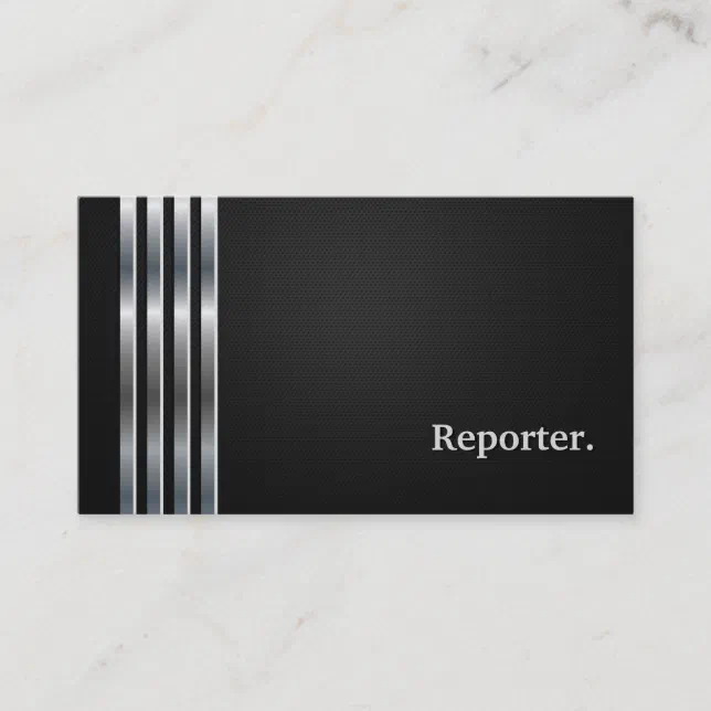 Reporter Professional Black Silver Business Card | Zazzle