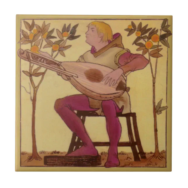 Repro 1880 Copeland Medieval Minstrels Music Theme Ceramic Tile | Zazzle
