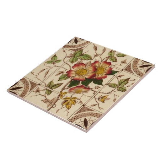 Repro 1885 Booth Aesthetic Wild Rose Transferware Ceramic Tile | Zazzle