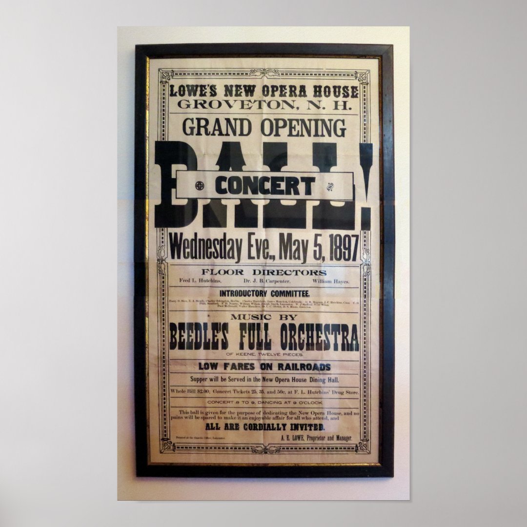 Repro 1897 letterpress theater broadside poster | Zazzle