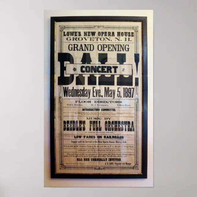 Repro 1897 letterpress theater broadside poster | Zazzle