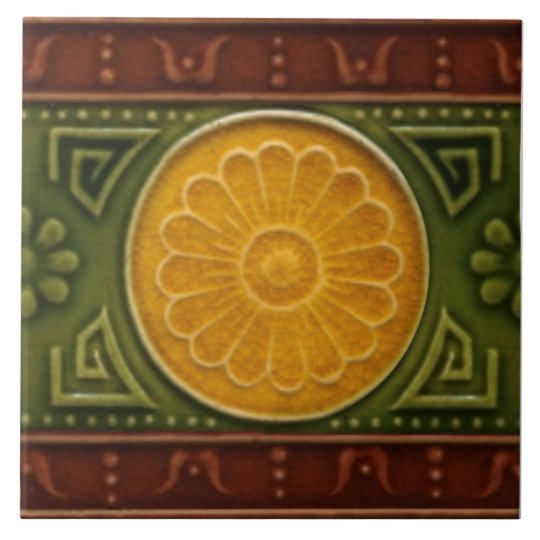 Repro Antique Olivant Majolica Faux Relief Border Ceramic Tile | Zazzle.com