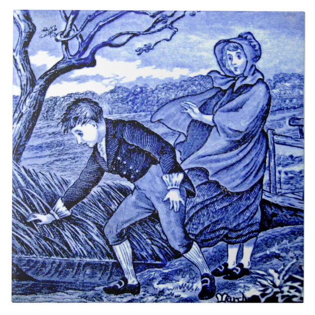Repro Antique Wedgwood Blue Calendar Series March Ceramic Tile | Zazzle