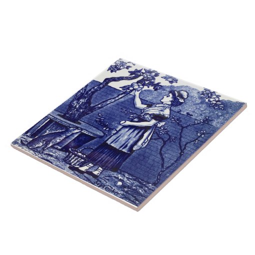 Repro Antique Wedgwood Blue September Figural Ceramic Tile | Zazzle