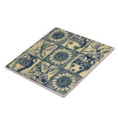 Repro Blue & Buff Sunflowers Urns Bamboo Trellis Ceramic Tile | Zazzle