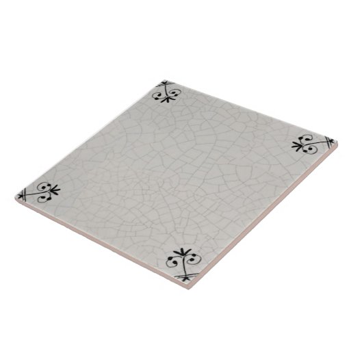 Repro Crazed Dark Charcoal Corners Delft Ceramic Tile | Zazzle