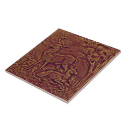 Repro Faux Relief Molded Antique Deer Doe Stag Ceramic Tile | Zazzle
