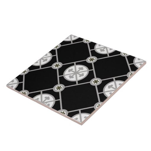 Repro Gothic Geometric Patterned Black White Gray Ceramic Tile | Zazzle