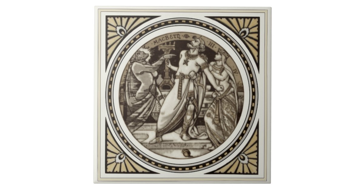 Repro Minton Shakespeare Macbeth Literary Tile | Zazzle