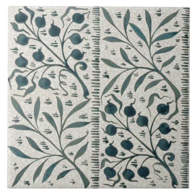 Repro Rare 1870s Wm Morris Co Hand Painted Ceramic Tile | Zazzle