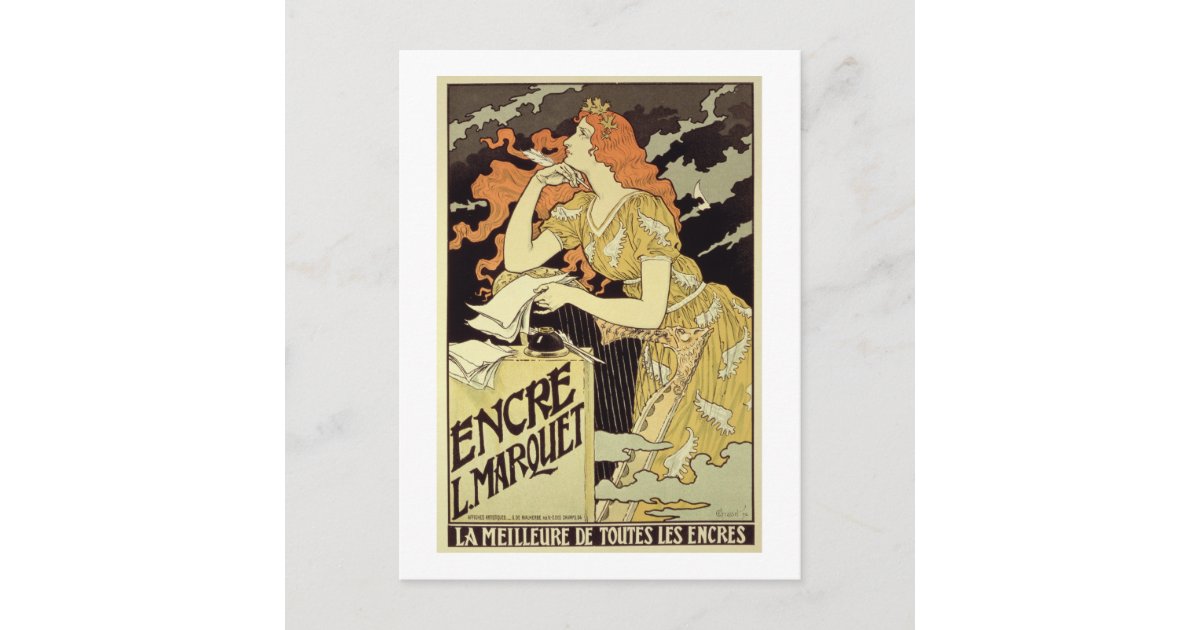 Reproduction of a poster advertising 'Marquet Ink' Postcard | Zazzle