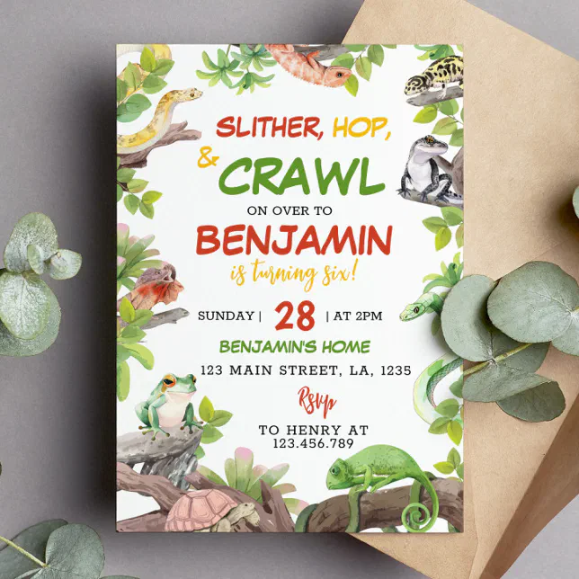 Reptile Birthday Party Invitation | Zazzle