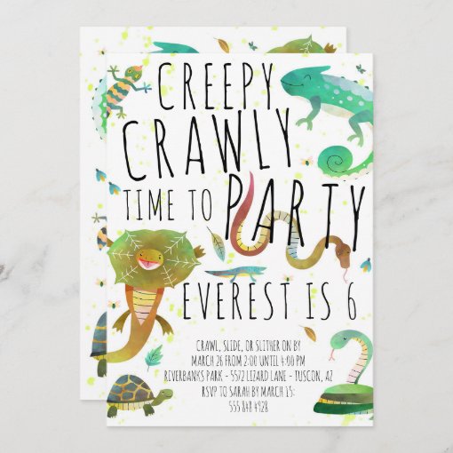 Reptile Birthday Party Invitation - Lizards, Snake | Zazzle