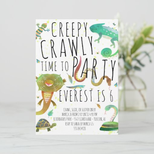 Reptile Birthday Party Invitation - Lizards, Snake | Zazzle