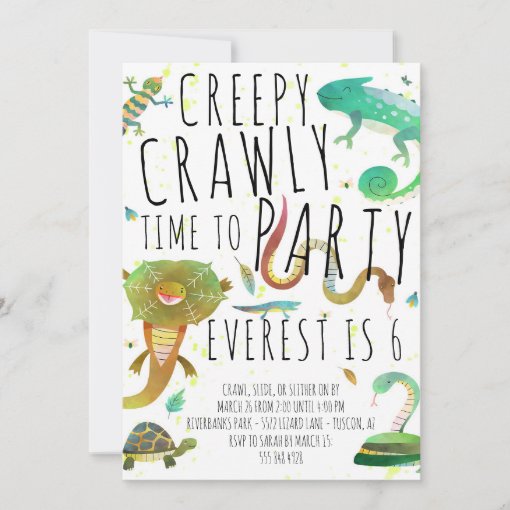 Reptile Birthday Party Invitation - Lizards, Snake | Zazzle