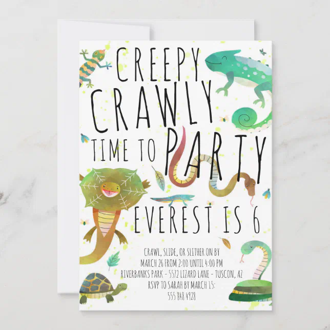 Reptile Birthday Party Invitation - Lizards, Snake | Zazzle