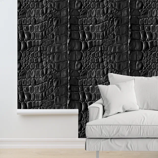 Reptile Black Alligator Crocodile Scales Skin Wallpaper | Zazzle