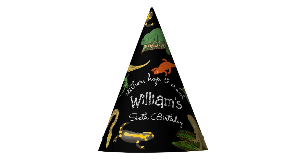 Reptile, Lizards & Amphibians Kids Birthday Party Hat | Zazzle