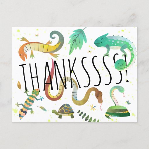 Reptile Postcard Party Thank You Note Card | Zazzle