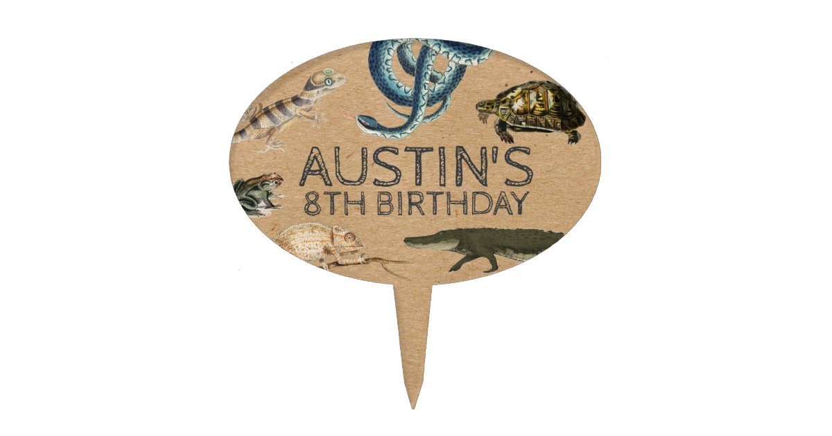 Reptile Show Birthday Party Cake Topper | Zazzle