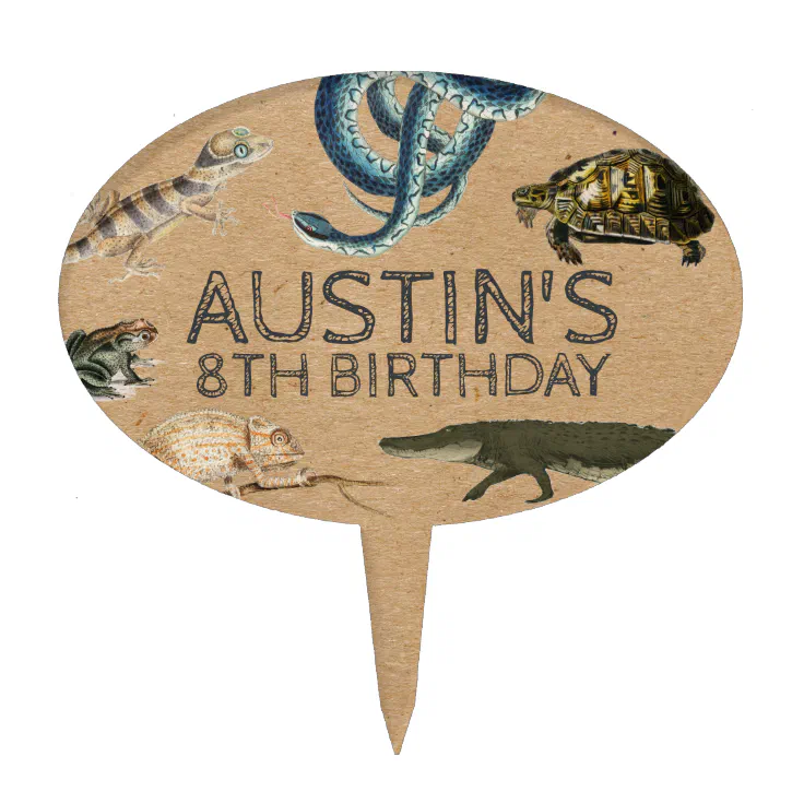 Reptile Show Birthday Party Cake Topper | Zazzle