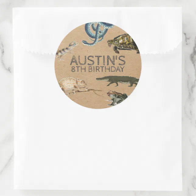 Reptile Show Birthday Party Thank You Classic Round Sticker | Zazzle