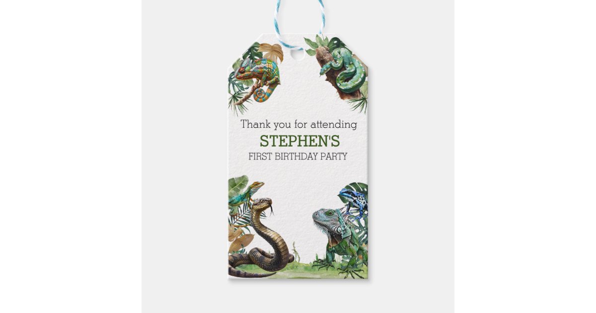Reptile Slither Crawl Snake Turtle Birthday Gift Tags | Zazzle
