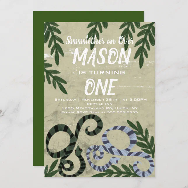 Reptile Snake Zoo Tropical Birthday Party Invitation | Zazzle
