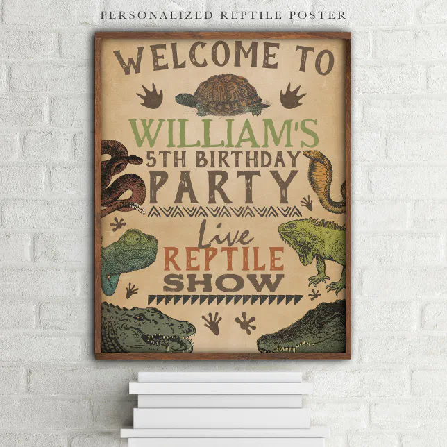 Reptile Theme Birthday Party Welcome Sign | Zazzle