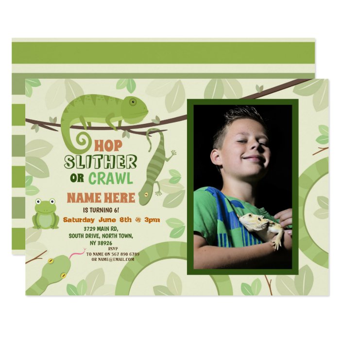 Reptiles Snake Birthday Party Lizard Photo Iguana Invitation | Zazzle.com