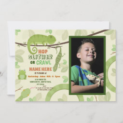 Reptiles Snake Birthday Party Lizard Photo Iguana Invitation | Zazzle