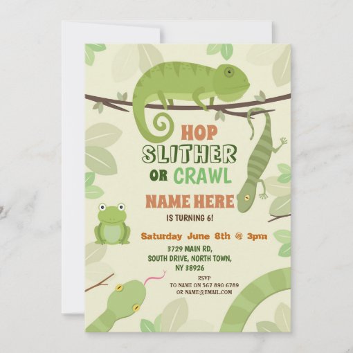 Reptiles Snake Birthday Party Lizard Snakes Iguana Invitation | Zazzle