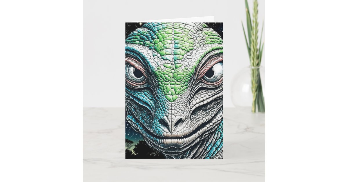 Reptilian Lizard Man Alien Extraterrestrial Being Card | Zazzle