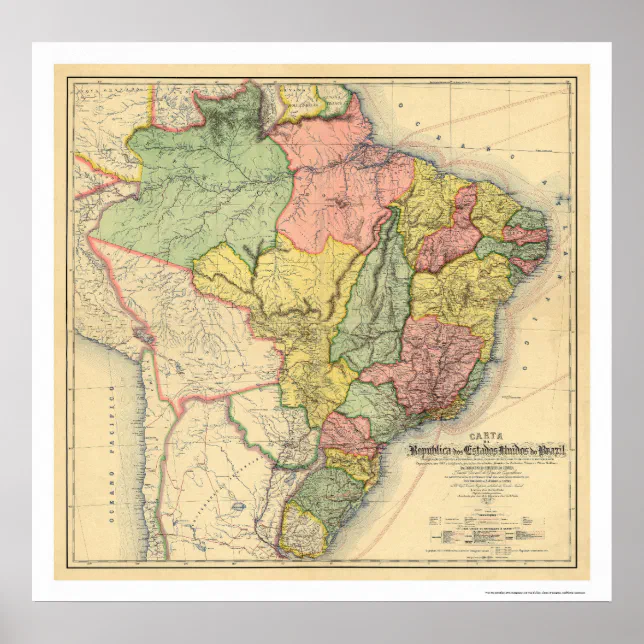 Republic of Brazil Map 1892 Poster | Zazzle