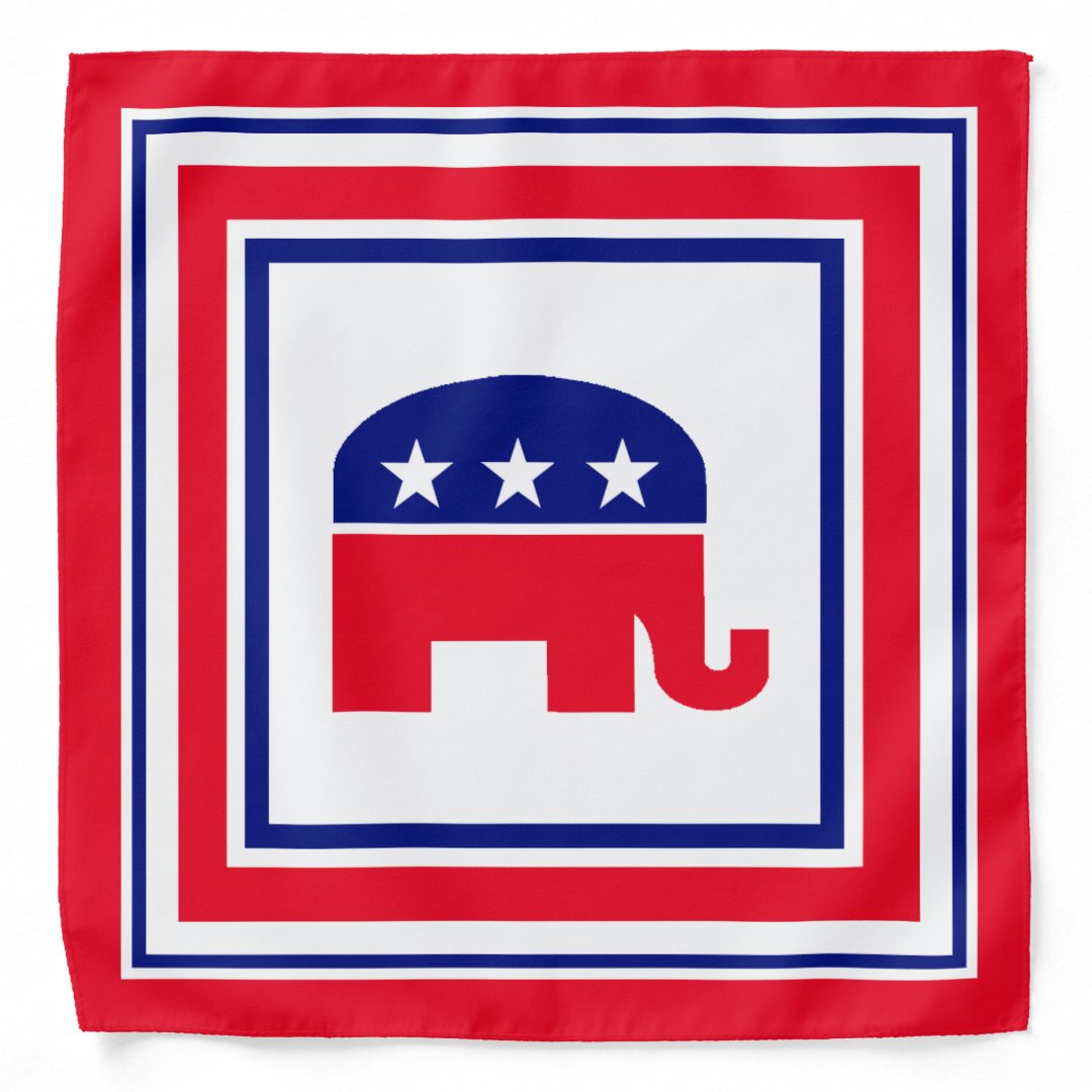 Republican Elephant Red White and Blue Bandana | Zazzle