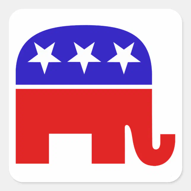 Republican Elephant Square Sticker | Zazzle