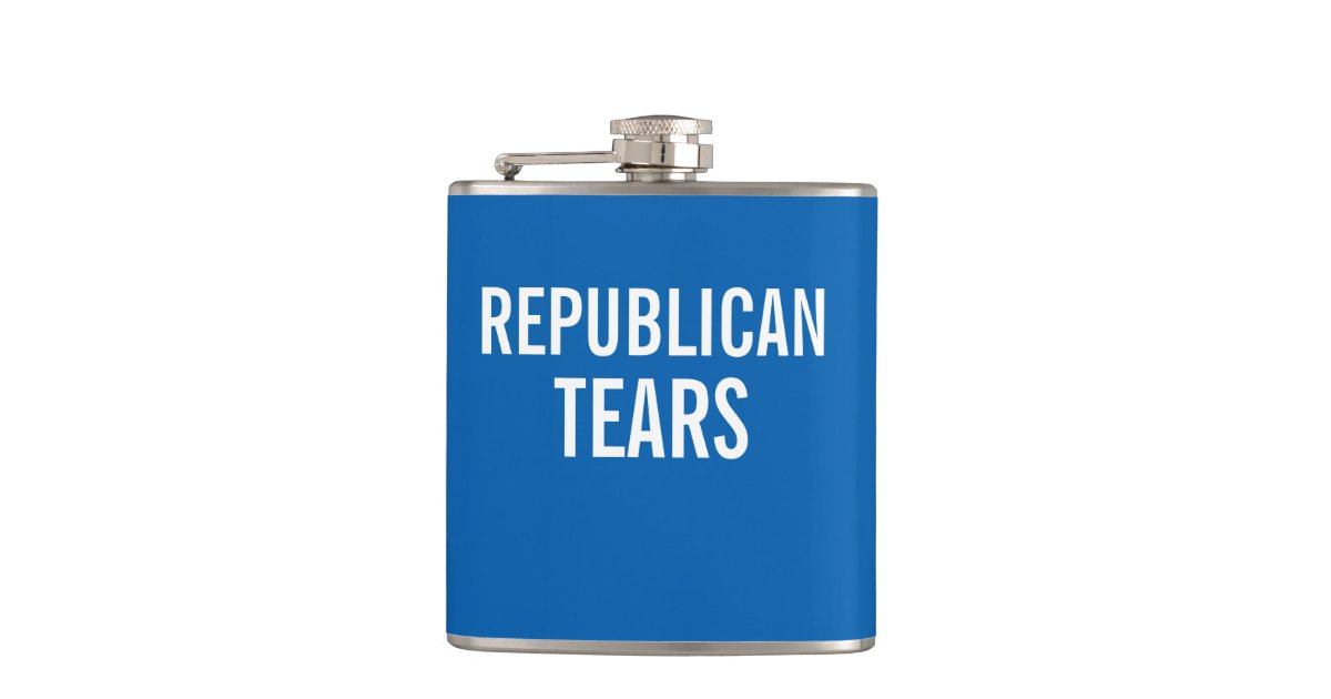 Republican Tears Democrat color scheme Flask | Zazzle