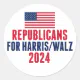 Republicans for Harris Walz American Flag Classic Round Sticker | Zazzle