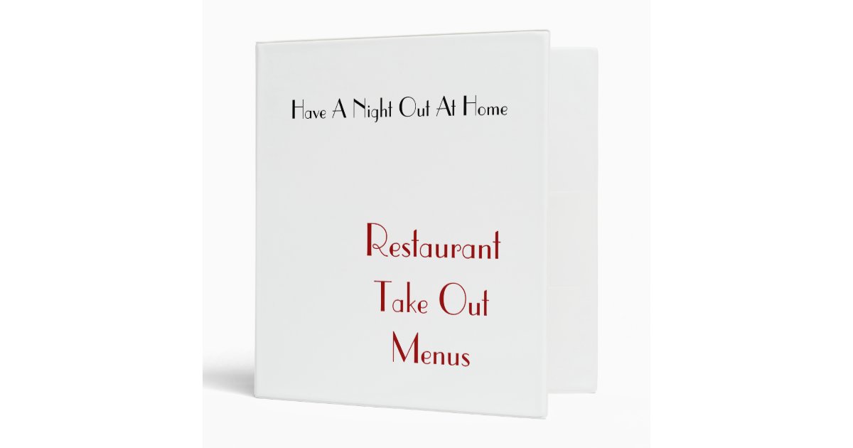 Resaurant Take Out Menu Binder | Zazzle