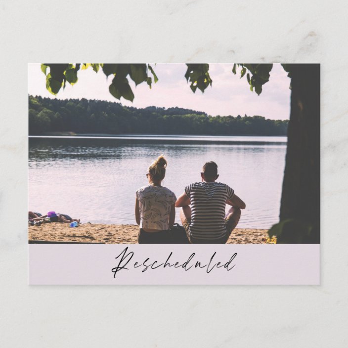 Rescheduled Lake View Wedding Change of Date Postcard | Zazzle.com