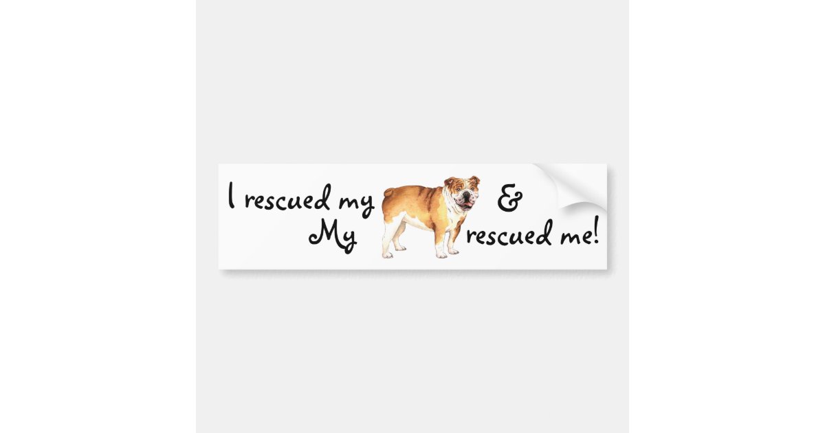 Rescue Bulldog Bumper Sticker | Zazzle