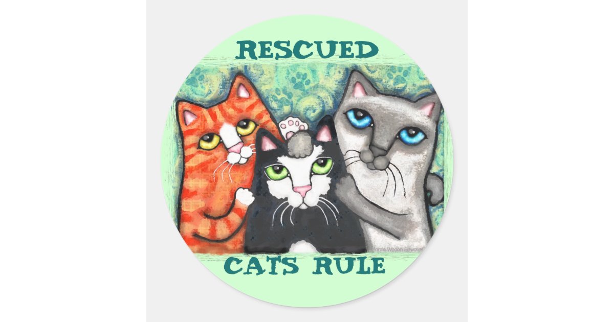 Rescued / Shelter Cat's Classic Round Sticker | Zazzle
