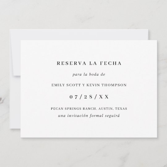 Reserva la Fecha Simple Black and White Spanish Save The Date | Zazzle.com