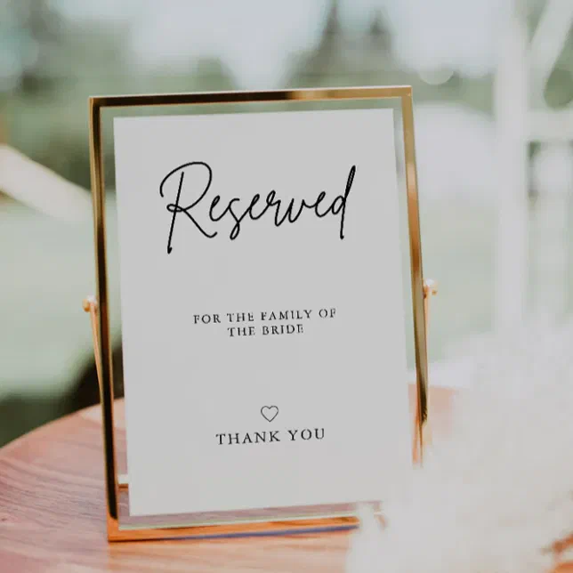 Reserved Bride's family Sign Template | Zazzle