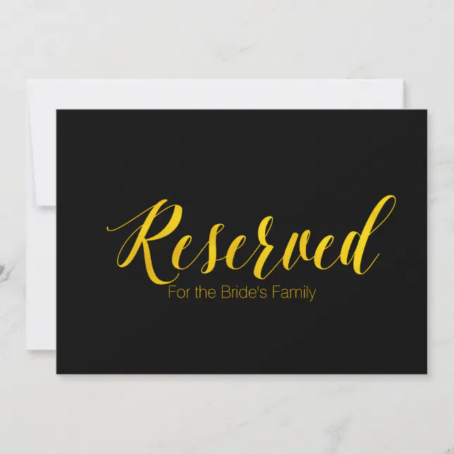 "Reserved for Bride's Family" Chic Wedding Sign Invitation | Zazzle