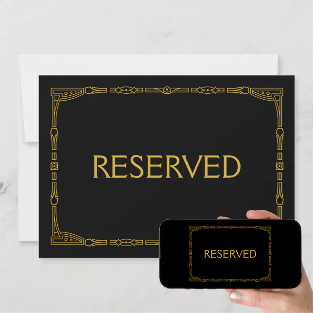 "Reserved" Gold Art Deco Style Wedding Sign Invitation | Zazzle