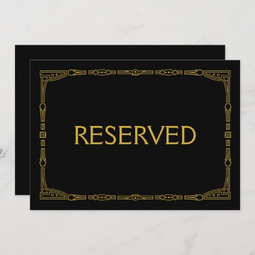 "Reserved" Gold Art Deco Style Wedding Sign Invitation | Zazzle