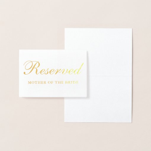 Reserved Gold Foil Special Guest Table Card | Zazzle